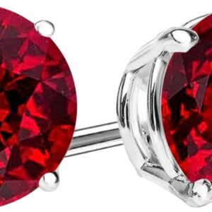 Houston Diamond District 1 Carat Total Weight Natural Ruby Solitaire Stud Earrings Pair 14K White Gold Popular Premium Collection 4 Prong Push Back