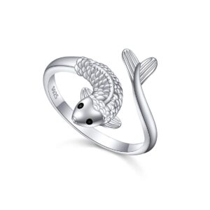 daochong s925 sterling silver fish adjustable wrap open ring for women