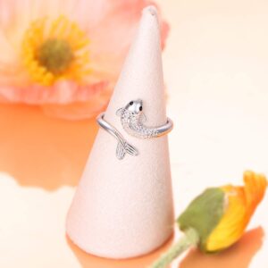 DAOCHONG S925 Sterling Silver Fish Adjustable Wrap Open Ring for Women