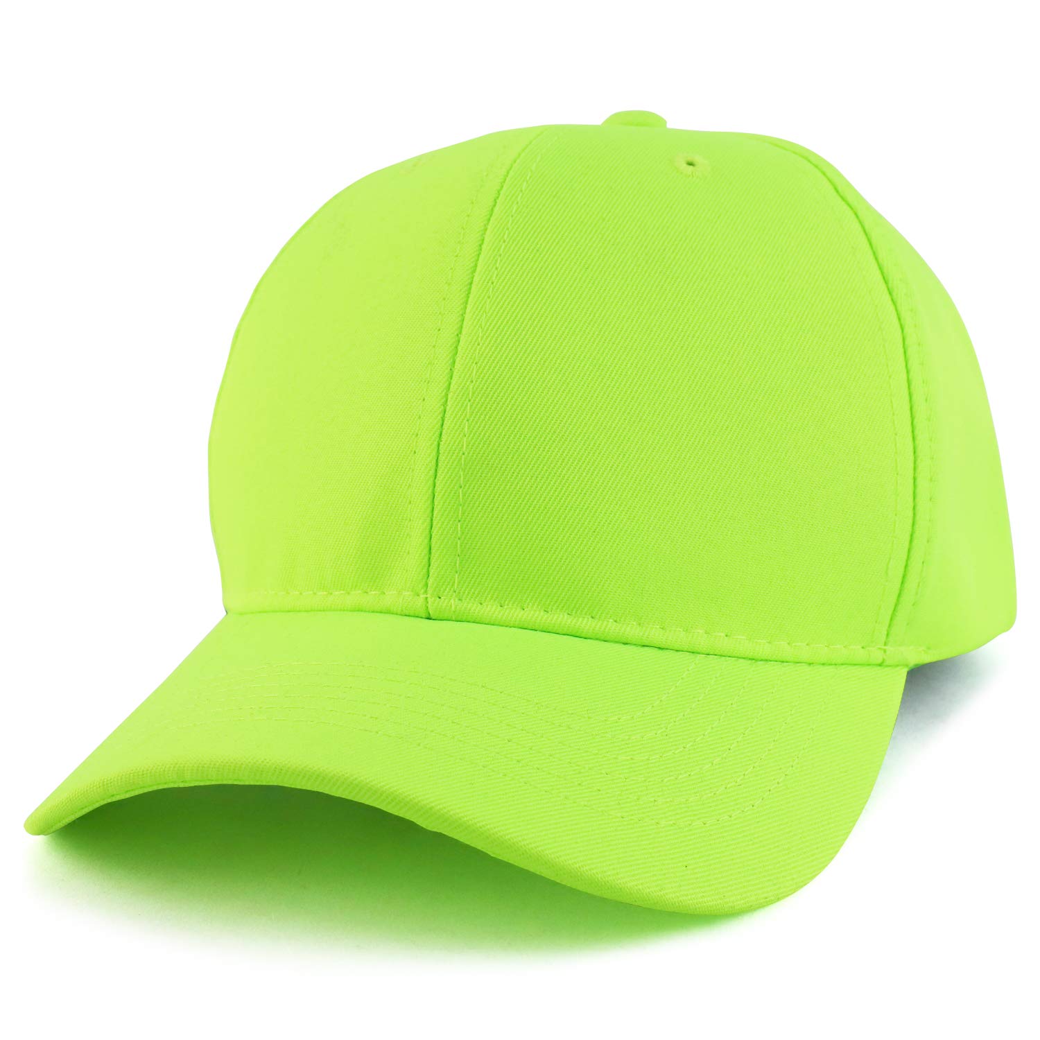 Trendy Apparel Shop Oversized Big XXL Safety Neon Structured Plain Baseball Cap - Neon Green