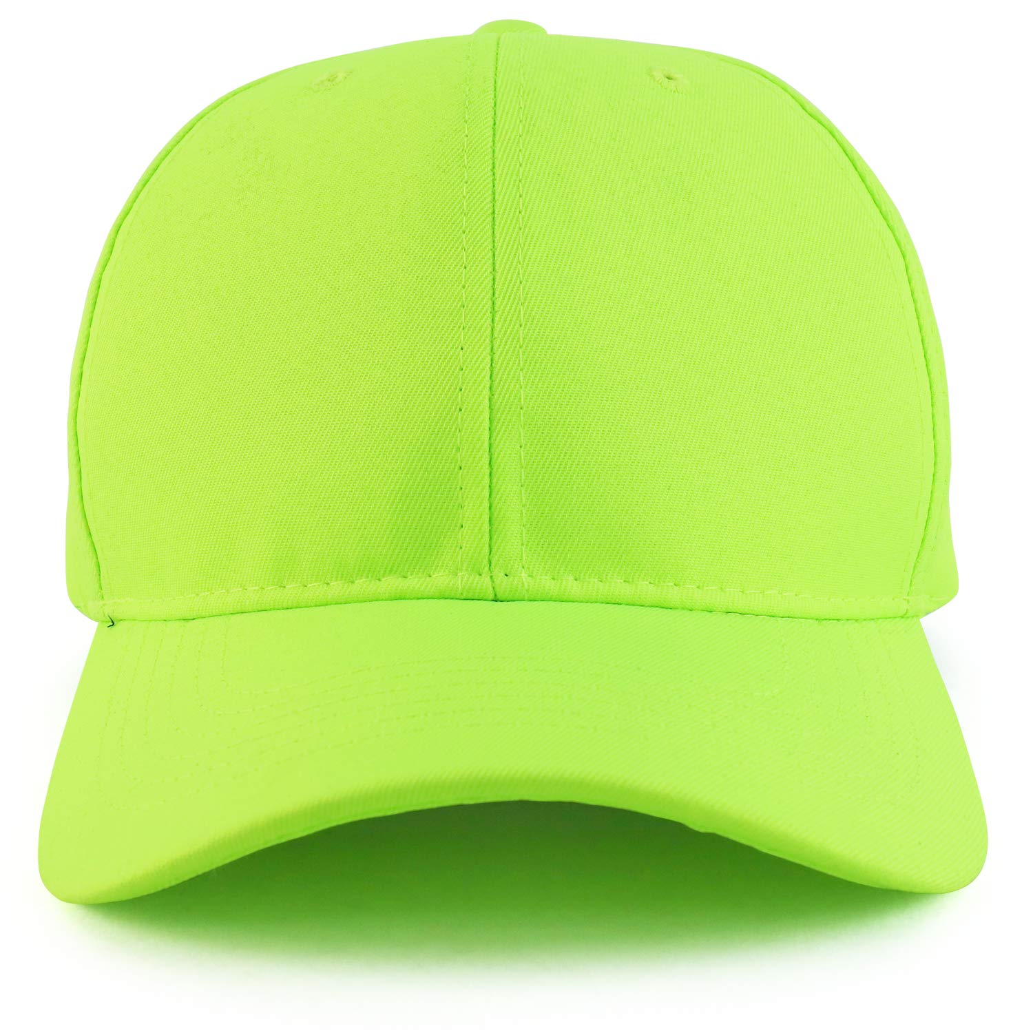 Trendy Apparel Shop Oversized Big XXL Safety Neon Structured Plain Baseball Cap - Neon Green