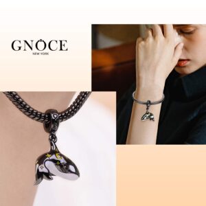 GNOCE Star Killer Whale Charm Pendant Sterling Silver Black Whale Charm Bead Fit Bracelet/Necklace Charm for Women Men