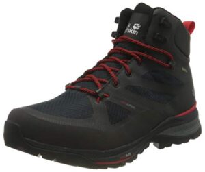 jack wolfskin men's force striker texapore mid m hiking boot, phantom/red, 11.5