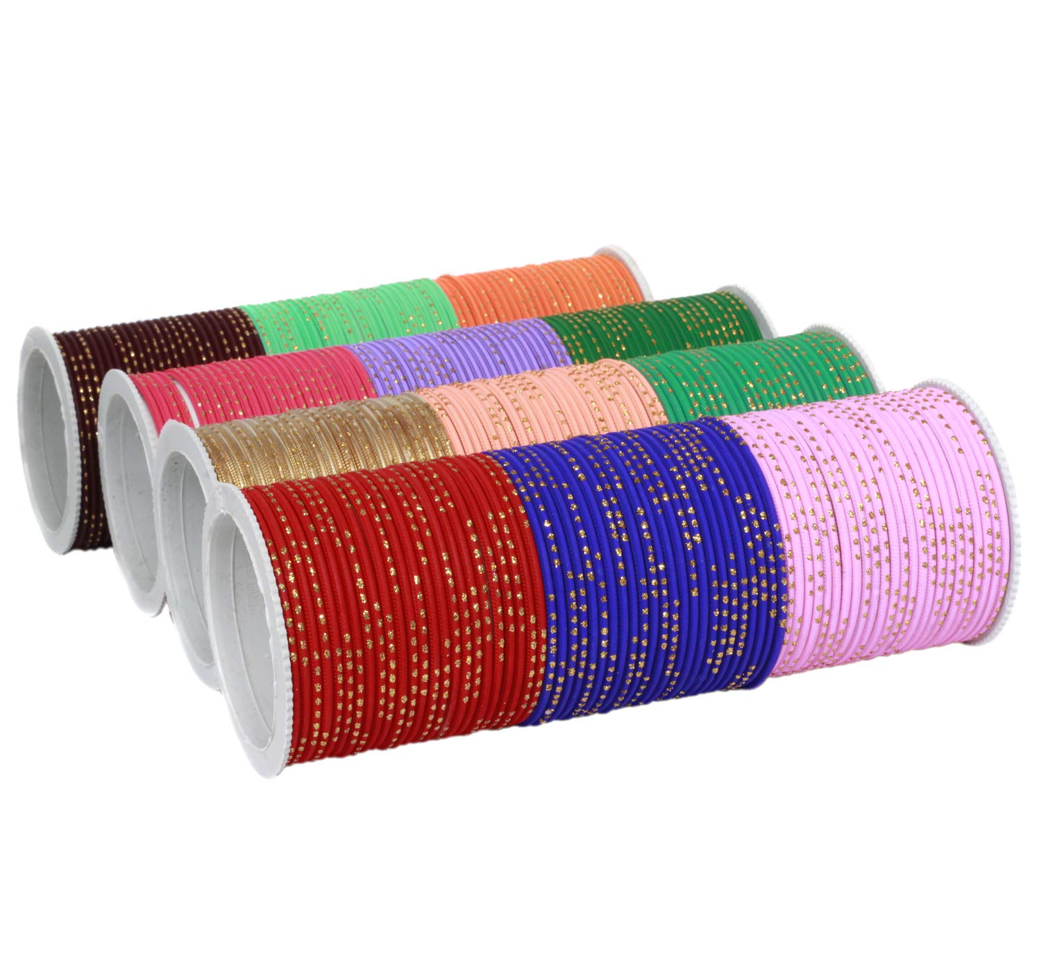 SANARA Indian Wedding Multi Color Bangle Set Traditional 288 Pcs Alloy Metal Bracelets Partywear Arrangement Costume Bangle Box Jewelry (2.6)