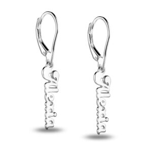 lecalla personalized customized name lever-back earrings for women teen