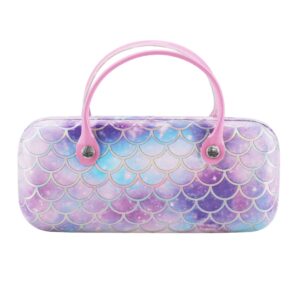 hifot mermaid hard eyeglass case, makeup storage bag portable sunglasses pouch with handle