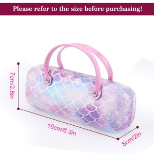 Hifot Mermaid Hard Eyeglass Case, Makeup Storage Bag Portable Sunglasses Pouch with Handle