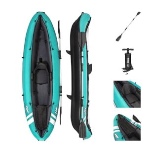 Bestway Hydroforce Ventura Kayak 1 Person Set, Inflatable Boat Set with Hand Pump, Paddle and Storage Bag, Multiple Styles, Light Blue