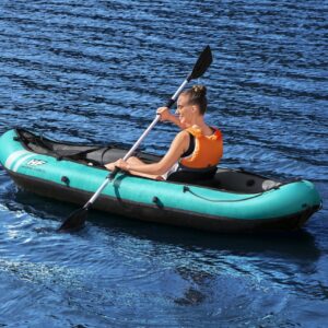 Bestway Hydroforce Ventura Kayak 1 Person Set, Inflatable Boat Set with Hand Pump, Paddle and Storage Bag, Multiple Styles, Light Blue