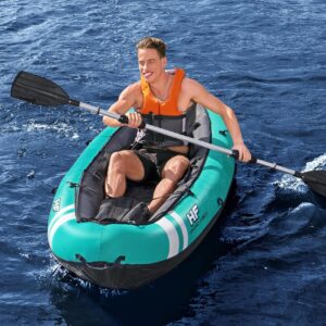 Bestway Hydroforce Ventura Kayak 1 Person Set, Inflatable Boat Set with Hand Pump, Paddle and Storage Bag, Multiple Styles, Light Blue