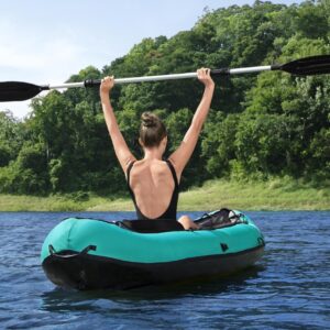 Bestway Hydroforce Ventura Kayak 1 Person Set, Inflatable Boat Set with Hand Pump, Paddle and Storage Bag, Multiple Styles, Light Blue