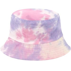 tie dye bucket hat reversible cotton multicolored fisherman cap packable sun hat