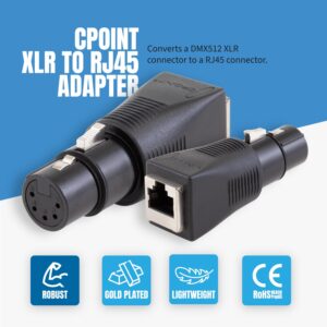 SIRS-E 2-Pack - CPoint XLR RJ45 Adapter CAT-5 Ethernet to DMX512 Cable Converter, Female 5-Pin, XLRJ45-5F