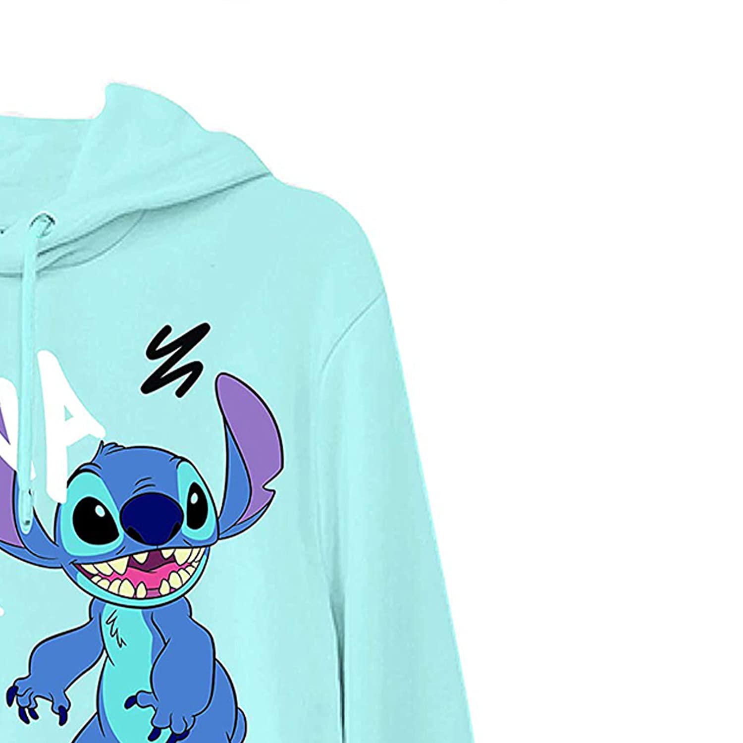 Disney Ladies Lilo and Stitch Sweatshirt - Ladies Classic Lilo and Stitch Hoodie Sweatshirt (Sky Blue Hoodie, Large)