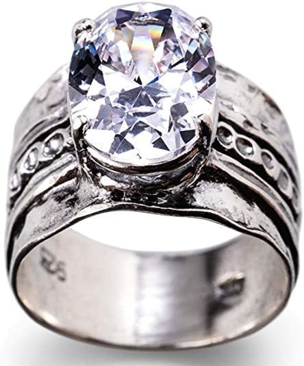 Joolala Cubic Zirconia Sterling Silver Women's Ring - 925 Silver Ring for Woman - Faceted Cubic Zirconia CZ Cut, Prongs Setting, Anniversary Engagement Ring (7)