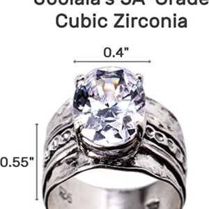 Joolala Cubic Zirconia Sterling Silver Women's Ring - 925 Silver Ring for Woman - Faceted Cubic Zirconia CZ Cut, Prongs Setting, Anniversary Engagement Ring (7)