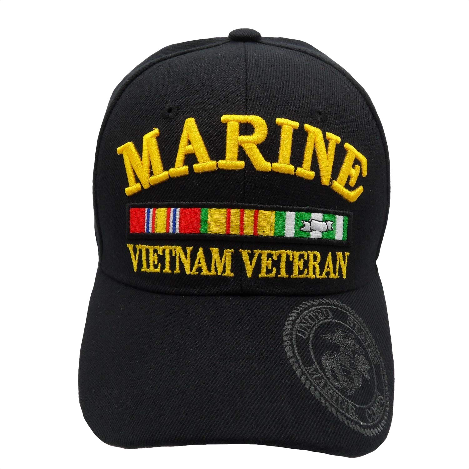 Windcatcher Marine Vietnam Veteran with Emblem Baseball Cap - Black