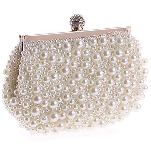 Montip Lynn Evening Wedding Clutch Handbag Pearl Bag Dress Dinner Bag Small Purse Bridesmaid Handbag White