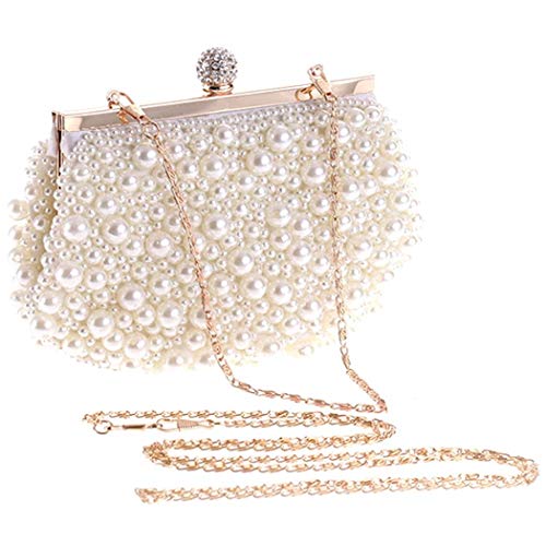 Montip Lynn Evening Wedding Clutch Handbag Pearl Bag Dress Dinner Bag Small Purse Bridesmaid Handbag White