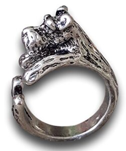 schnauzer dog adjustable 3d tone wrap ring by pashal (silver)