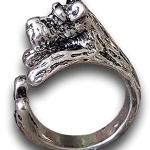 Schnauzer Dog Adjustable 3D Tone Wrap Ring by Pashal (Silver)