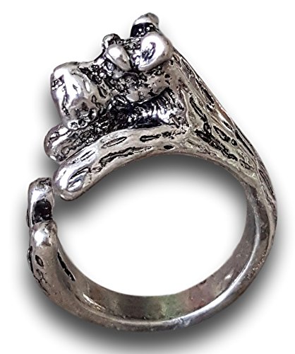 Schnauzer Dog Adjustable 3D Tone Wrap Ring by Pashal (Silver)