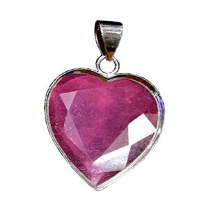 55Carat Heart Shape Faceted Cut Original 925 Silver Ruby Men Pendants For Chakra Healing Women Lockets