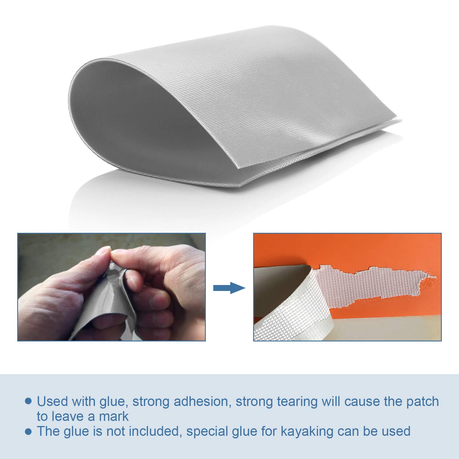 Health Gear Inflatable Boat Repair Kit PVC, 3pcs PVC Waterproof Repair Patches Kit Set Inflatable Boat Repair Patches for Inflatable Raft Boat Canoe Kayak(Gray White)