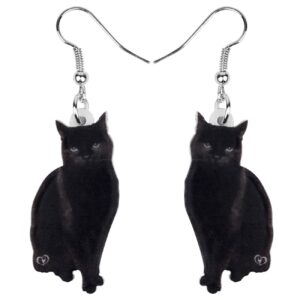 bonsny drop dangle sweet black cats earrings gift pets pattern fashion jewelry for women