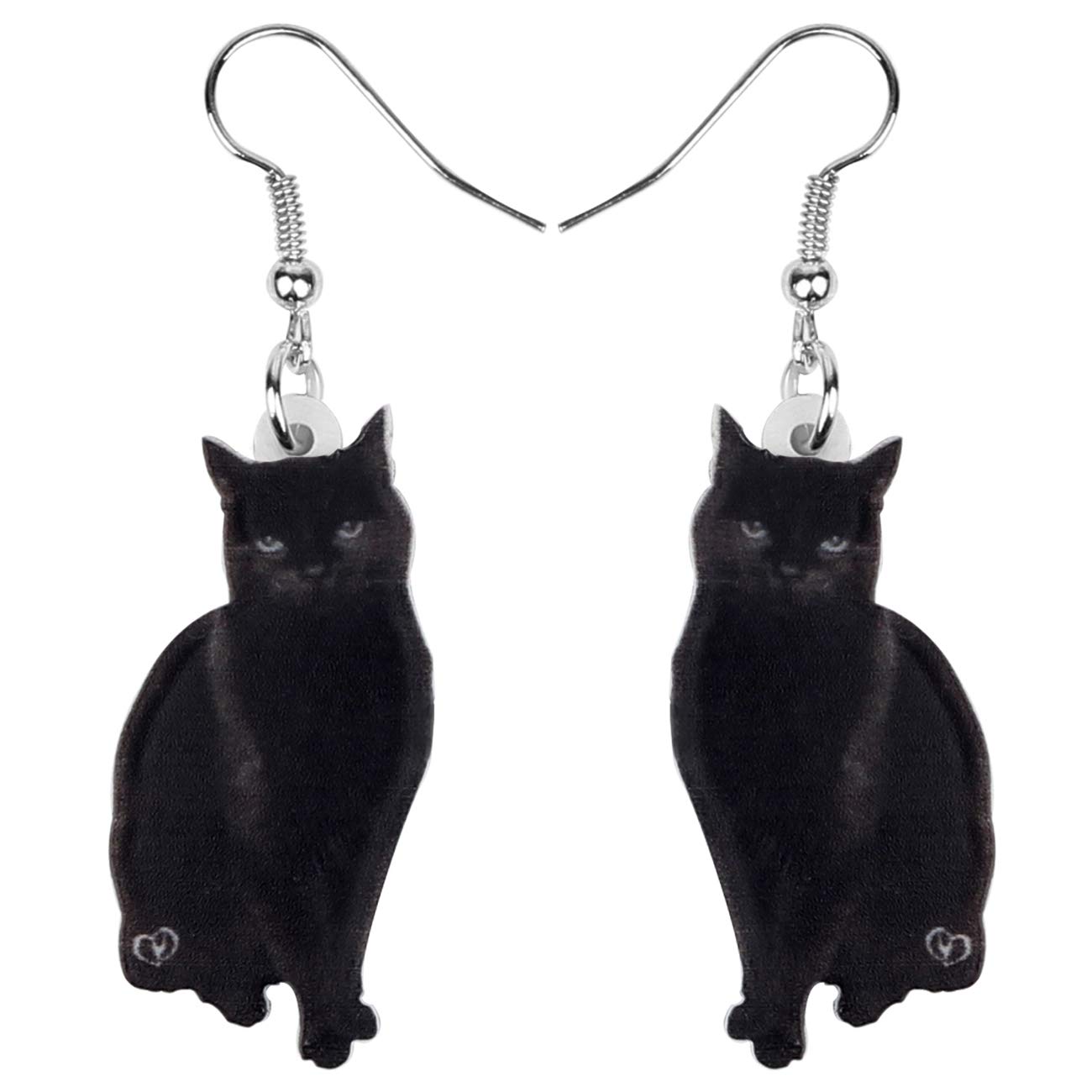 Bonsny Drop Dangle Sweet Black Cats Earrings Gift Pets Pattern Fashion Jewelry For Women