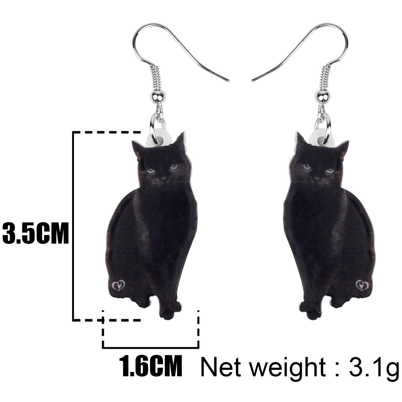 Bonsny Drop Dangle Sweet Black Cats Earrings Gift Pets Pattern Fashion Jewelry For Women