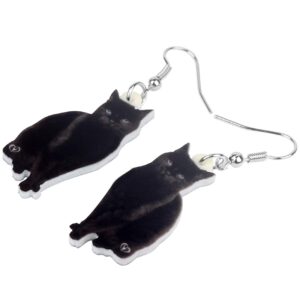 Bonsny Drop Dangle Sweet Black Cats Earrings Gift Pets Pattern Fashion Jewelry For Women