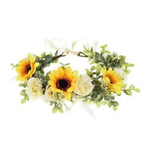 dreamlily daisy crown maternity sunflower wreath birthday photo pops wedding festival floral headpiece nc33 (rose ivory)