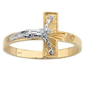 palmbeach 10k gold two-tone crucifix ring sizes 6-10 size 10