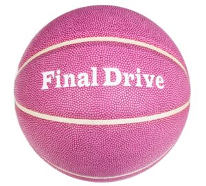 final drive pink leather girls basketball size 5 (27.5") with pump and 2 needles – kids indoor outdoor basketball – youth size composite leather ball for girls, boys, beginners