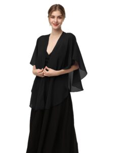 womens chiffon shawls and wraps, wedding party shawl scarf for evening dresses (black)