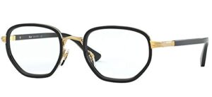 persol po2471v round prescription eyewear frames, gold/black/demo lens, 50 mm