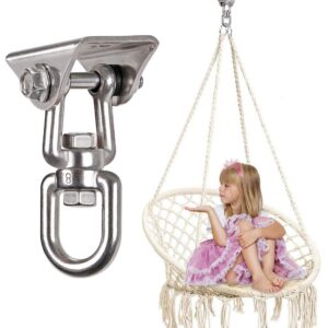 WAREMAID 2 Pack Heavy Duty 360° Swivel Swing Hanger, Stainless Steel Swing Hook for Ceiling Wooden Swing Set Bracket, Punching Bag Hanger for Playground Gym Rope Hammock Chair Swing, 1200 Lb Load