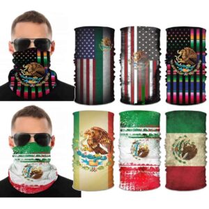 hselogi 6pcs men&women usa mexico flag magic headband tuba bandana,neck gaiter, headwear, balaclava, headwrap,wristband seamless for outdoor running cycling skating work out