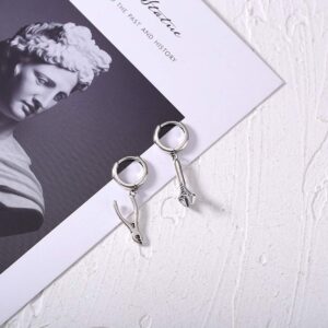 Asymmetric Pliers Wrench S925 Sterling Silver Dangle Drop Small Hoop Earrings for Women Men Teen Boys Couples Personalized Vintage Dangling Hypoallergenic Gifts for Best Friend Birthday