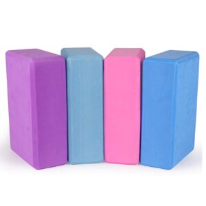 yoga blocks 9''x6''x3'', 4 pack high density yoga brick foam blocks to improve strength, flexibility and balance, light weight and non-slip surface for yoga, pilates and meditation