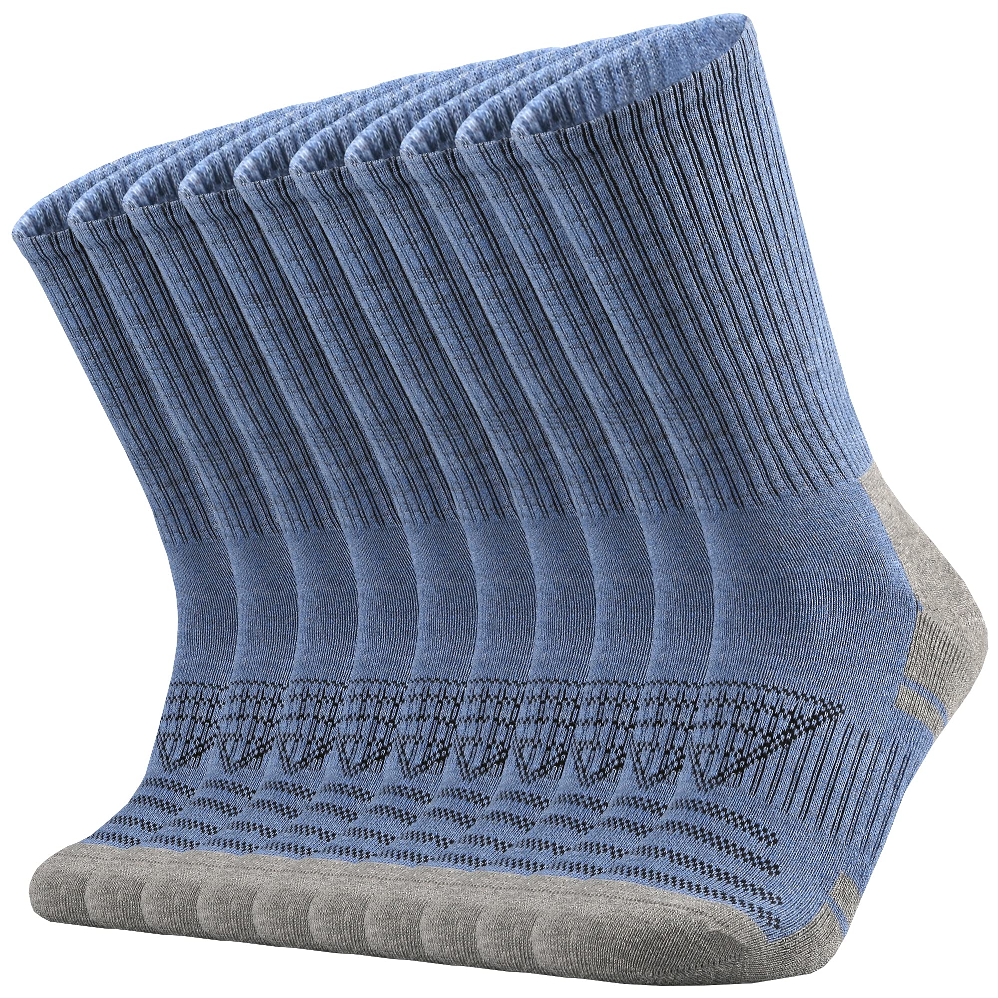 Ortis Men's Cotton Cushion Crew Socks Moisture Wicking Breathable Thick Warm Thermal for Athletic Heavy Duty Work Boot(Denim L)