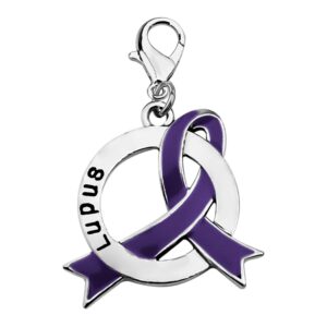 lupus disease purple ribbon clip-on charm/necklace lupus awareness gift purple awareness lupus survivor jewelry (lupus clip-on charm)