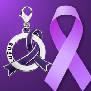 Lupus Disease Purple Ribbon Clip-on Charm/Necklace Lupus Awareness Gift Purple Awareness Lupus Survivor Jewelry (Lupus Clip-on Charm)