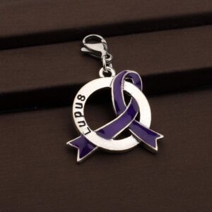 Lupus Disease Purple Ribbon Clip-on Charm/Necklace Lupus Awareness Gift Purple Awareness Lupus Survivor Jewelry (Lupus Clip-on Charm)