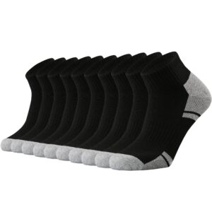 ortis cotton moisture wicking mesh ventilating running cushion low cut socks for men 10 pack(black xl)