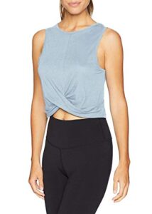 bestisun womens crop workout tops cropped workout tank yoga tops pilates athletic shirts crop tank top gym exercise clothes gray blue s