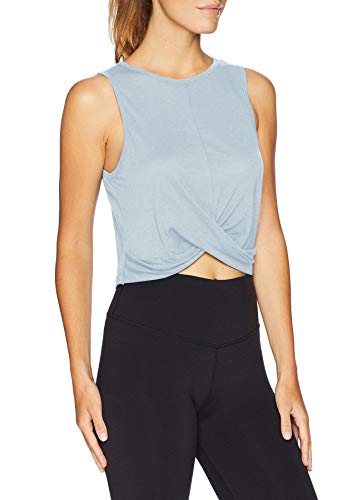 Bestisun Womens Crop Workout Tops Cropped Workout Tank Yoga Tops Pilates Athletic Shirts Crop Tank Top Gym Exercise Clothes Gray Blue S