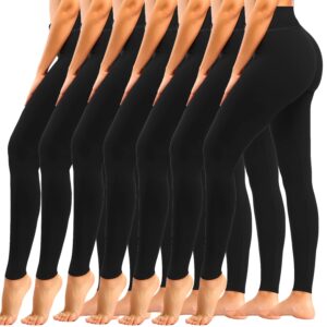 yeug 7 pack high waisted leggings for women tummy control soft workout yoga pants(1#7 pack black, small-medium)