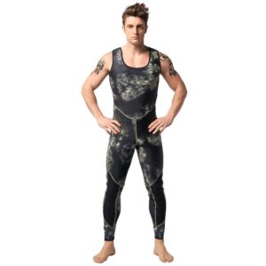 Nataly Osmann Camo Spearfishing Wetsuits Men 3mm /1.5mm Neoprene 2-Pieces Hooded Super Stretch Diving Suit